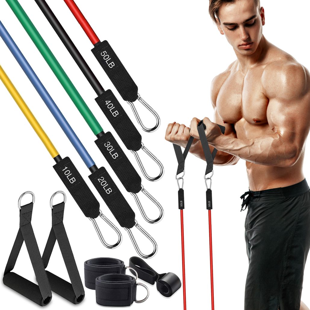 Complete Exercise Resistance Band Set with Handles for Men