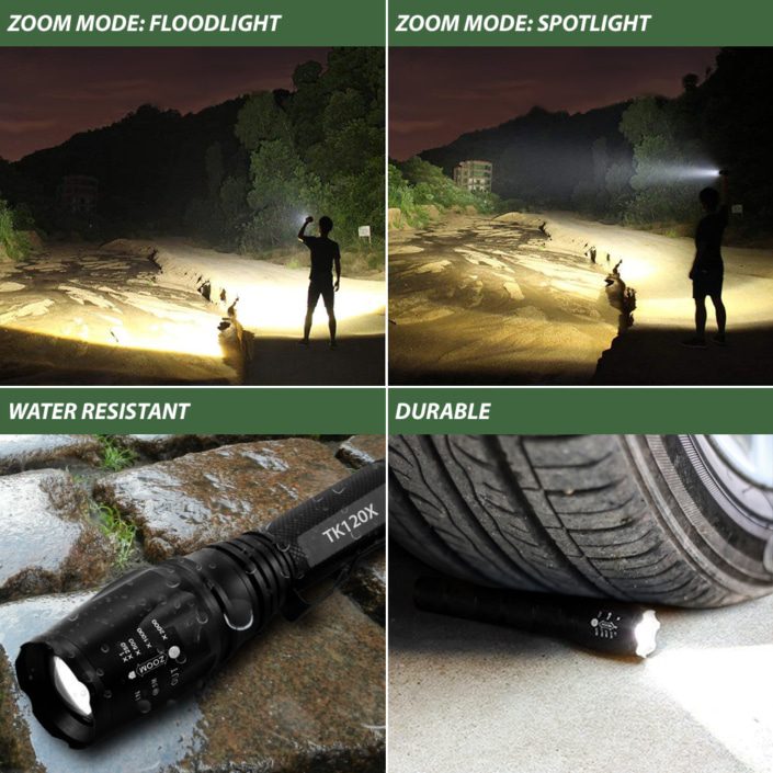 LED Tactical Flashlight with Holster for Safety and Security - EcoGear FX